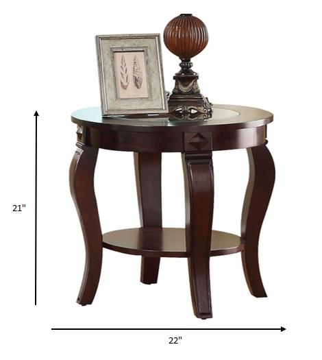 Glass Top Walnut Wooden Curved Leg End Table – Candide Home